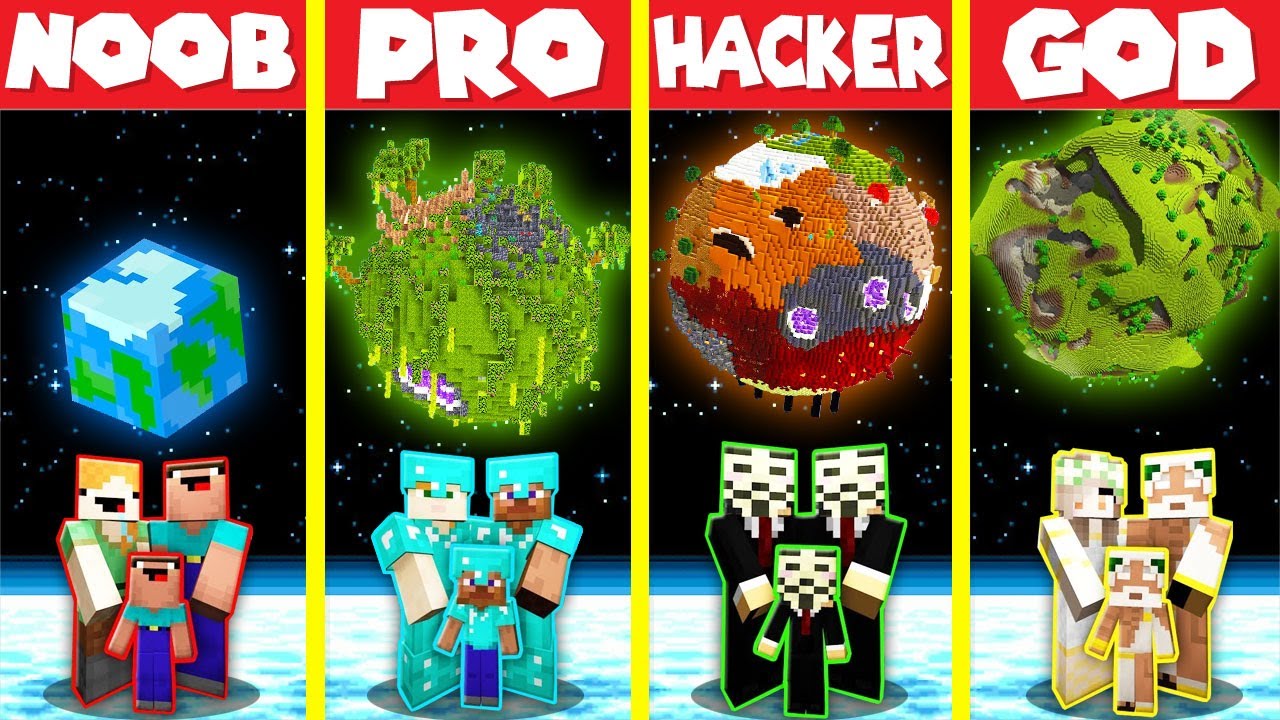 Minecraft Battle: NEW PLANET BASE HOUSE BUILD CHALLENGE - NOOB vs PRO vs HACKER vs GOD ...