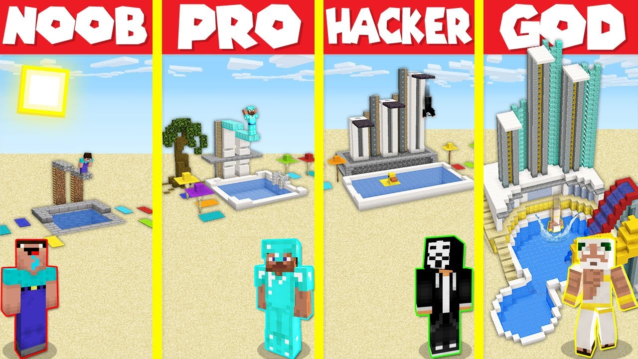 Minecraft Battle: WATER SPRINGBOARD HOUSE BUILD CHALLENGE - NOOB vs PRO vs HACKER vs GOD ...