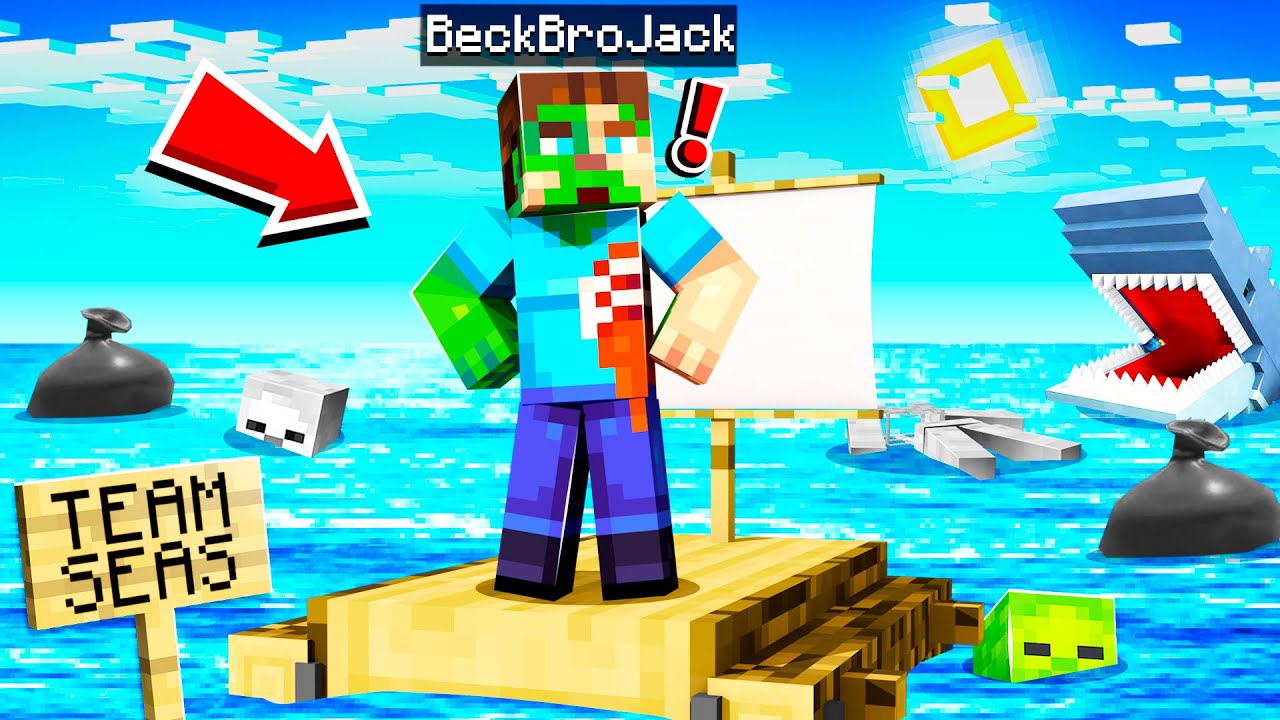 STRANDED On RAFT In The OCEAN (minecraft) #teamseas - Minecraft videos