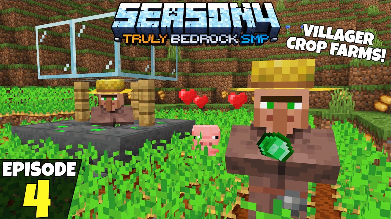 Truly Bedrock S4 Episode 4! VILLAGER CROP FARMS! Minecraft Bedrock ...