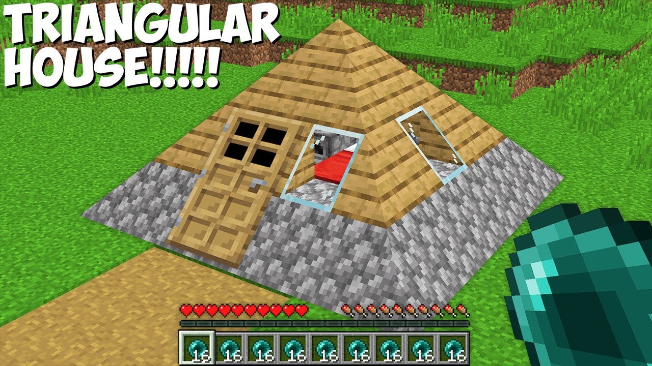 What INSIDE THIS STRANGEST TRIANGULAR HOUSE in Minecraft Challenge 100% ...