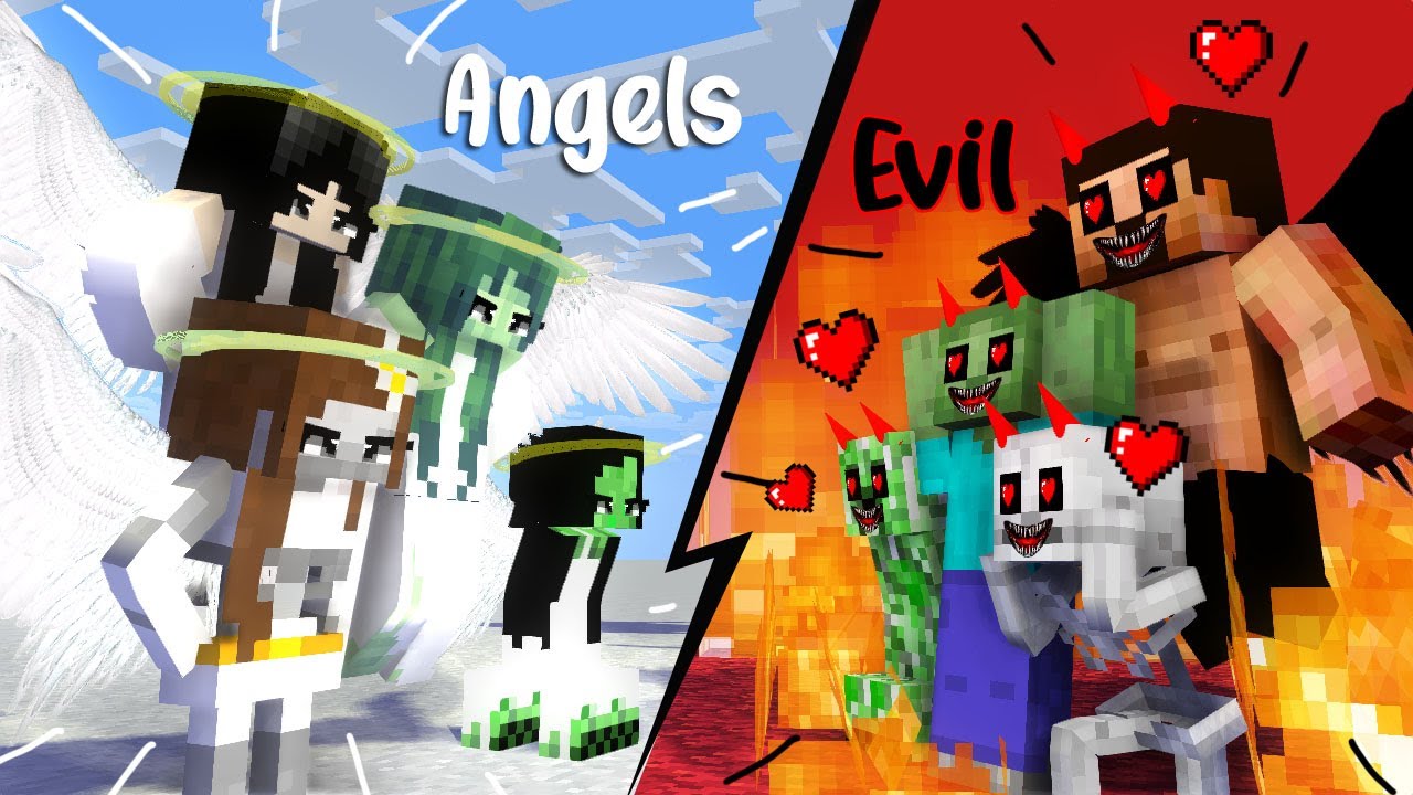 ANGELS VS EVIL - CUTE AND COOL STORY - MINECRAFT - Minecraft videos