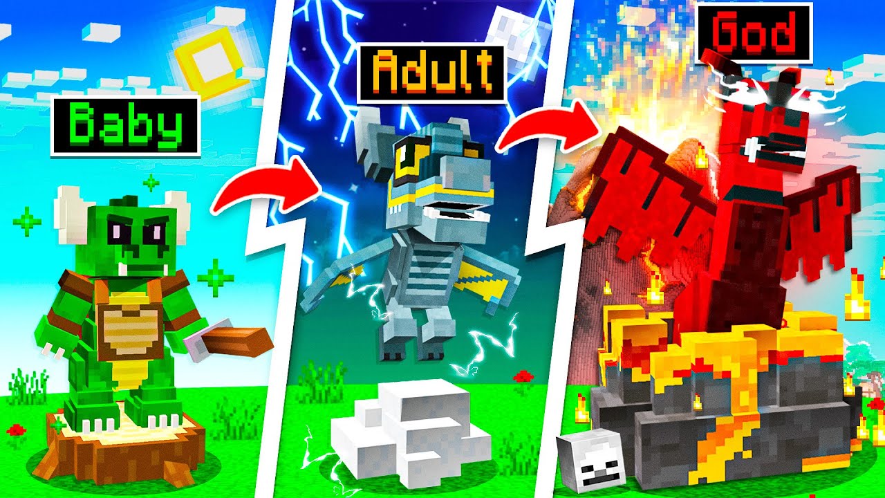 Evolving BABY DRAGONS to GOD DRAGONS in Minecraft! - Minecraft videos