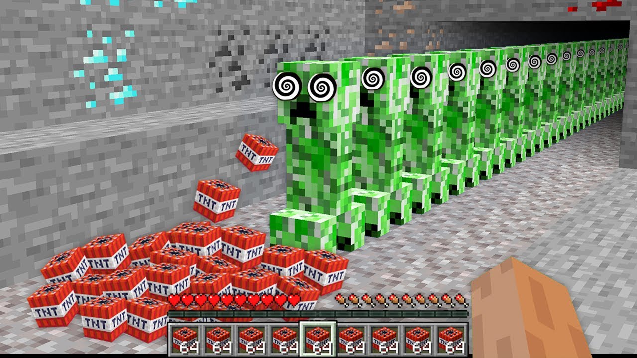 How to HYPNOTIZE ALL CREEPERS to ROB in Minecraft ? CHALLENGE 100% ...