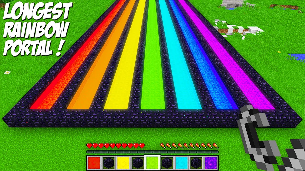 I can BUILD a LONGEST RAINBOW PORTAL in Minecraft ! LIGHT COLORFUL ...