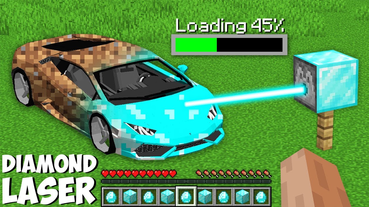 I can USE DIAMOND LASER TO UPGRADE DIRT CAR in Minecraft ! NEW DIAMOND ...