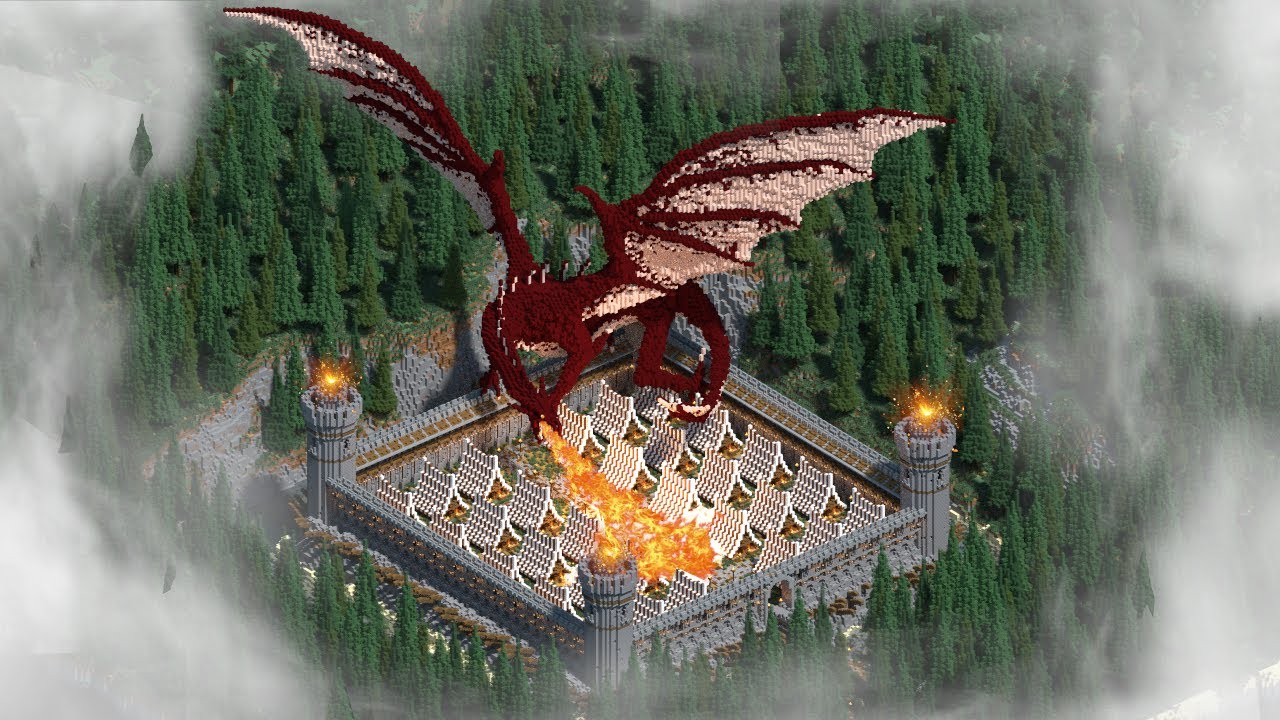 [Minecraft Timelapse] Attack of the Red Dragon (4K/60Fps) - Minecraft ...