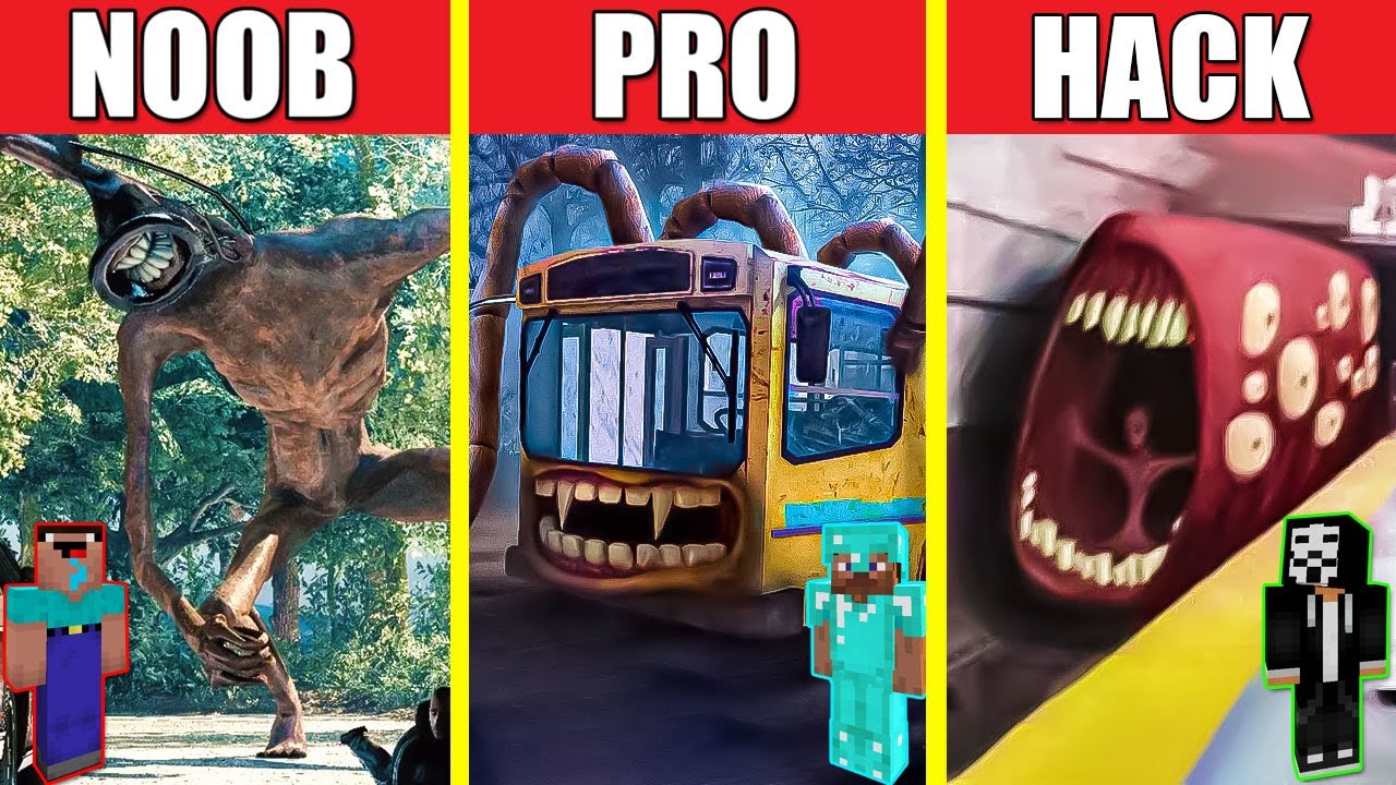 SIREN HEAD VS BUS EATER VS TRAIN EATER BUILD CHALLENGE - NOOB vs PRO vs ...