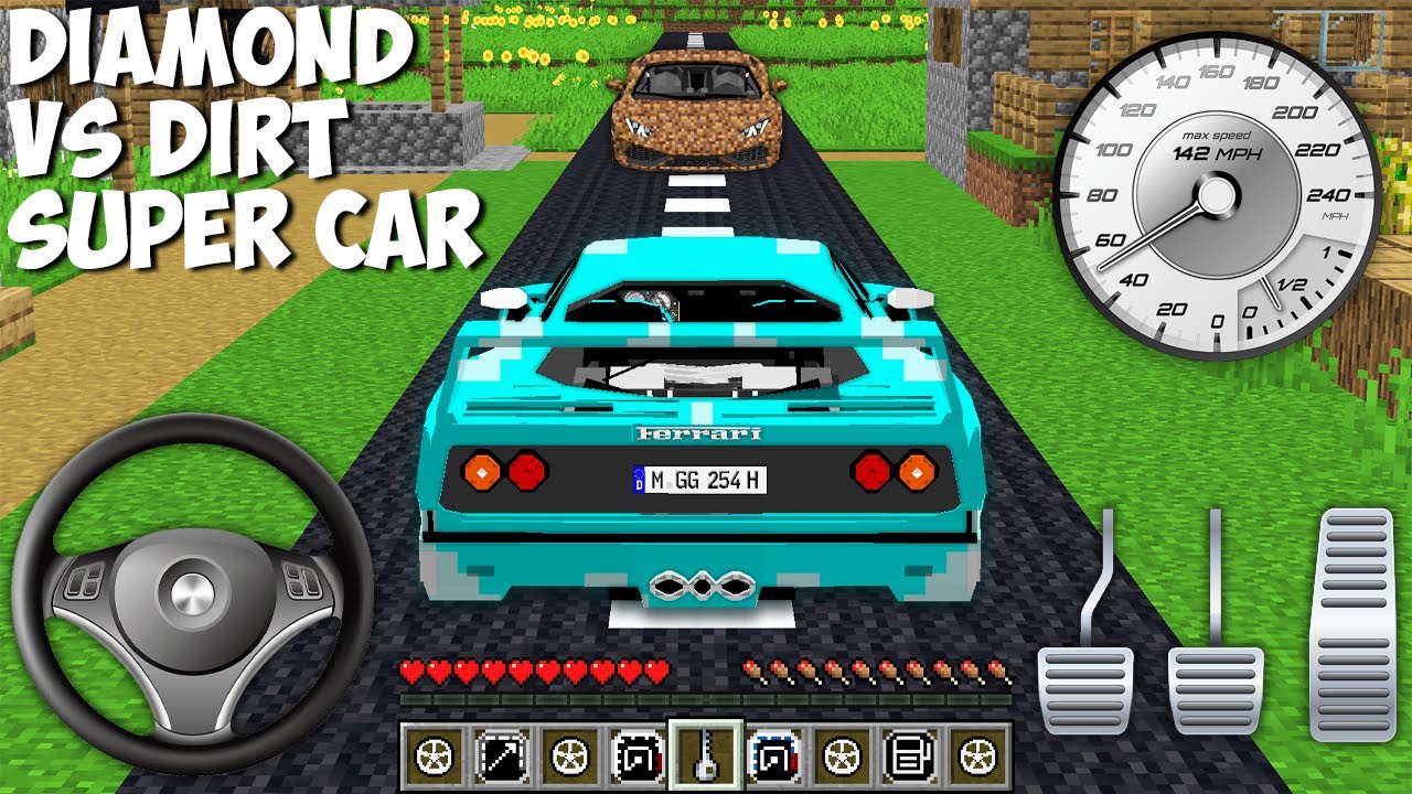 What if I COLLIDE A DIAMOND CAR VS DIRT CAR in Minecraft ? SUPER CAR ...