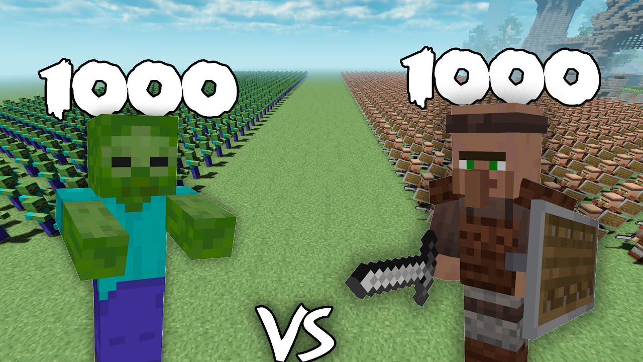 1000 Zombies Vs 1000 Guard Villagers | Minecraft | - Minecraft videos