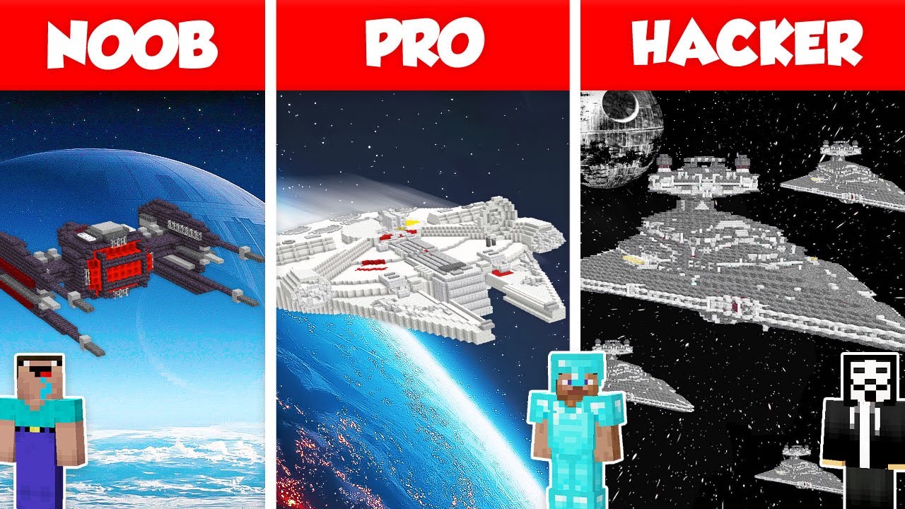 SPACE SHIP BASE HOUSE BUILD CHALLENGE - NOOB vs PRO vs HACKER ...