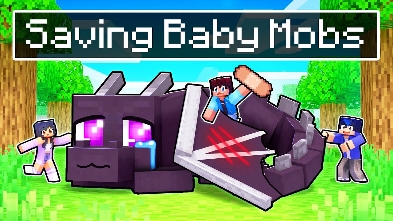 Tiny Saving BABY MOBS In Minecraft! - Minecraft videos
