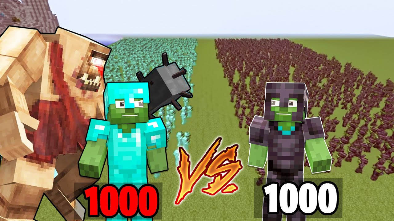 1000 Diamond Zombies Vs 1000 Netherite Zombies | Minecraft - Minecraft ...