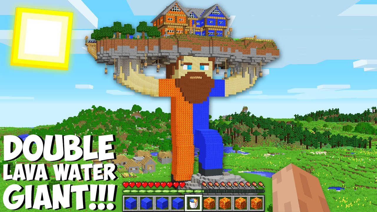 I found LAVA WATER GIANT HOLDING DOUBLE VILLAGE in Minecraft ! NEW ...