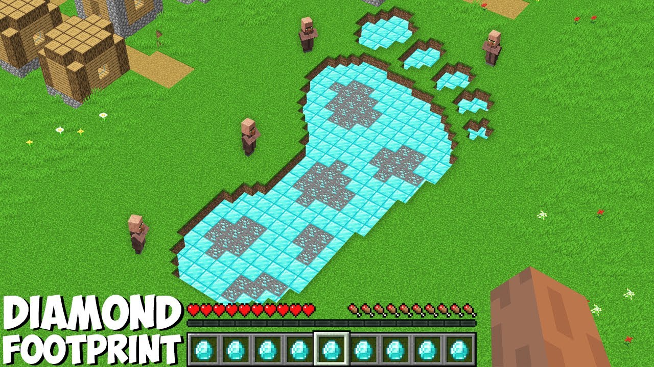 I found SUPER BIGGEST DIAMOND FOOTPRINT NEAR THE VILLAGE in Minecraft ...
