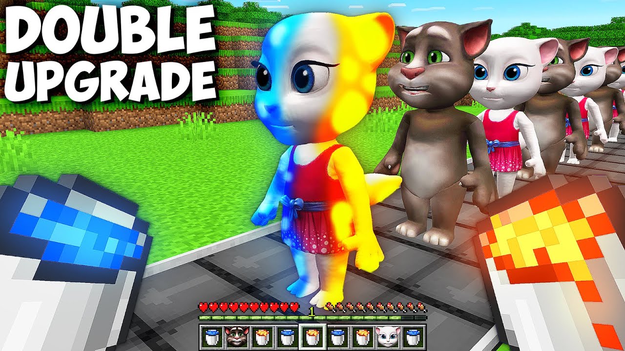 LAVA AND WATER EXPERIMENT TALKING TOM and ANGELA in Minecraft ...