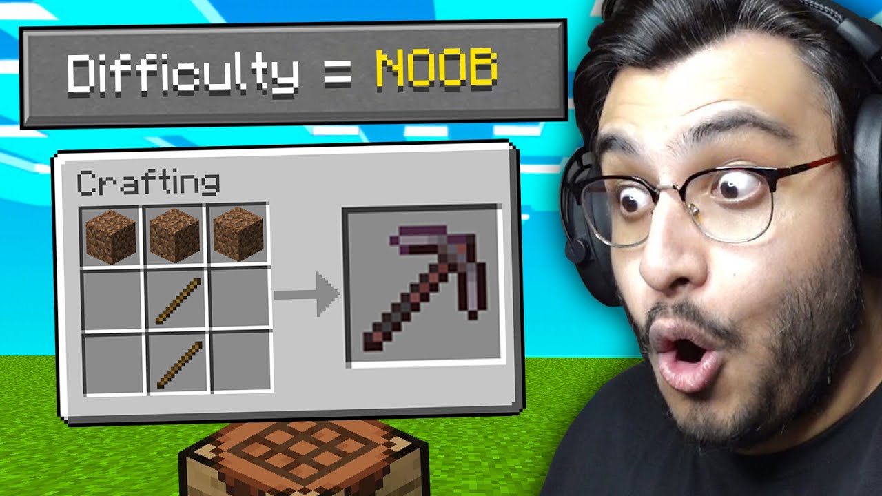 MINECRAFT BUT THERE IS NOOB DIFFICULTY | RAWKNEE - Minecraft videos