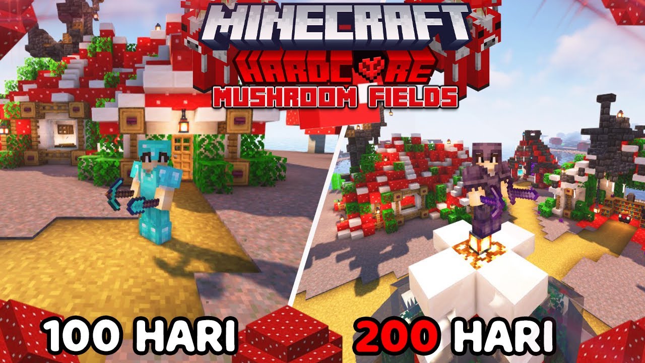 200 Hari di Minecraft Hardcore 1.18.1 Tapi Mushroom Fields - Minecraft videos