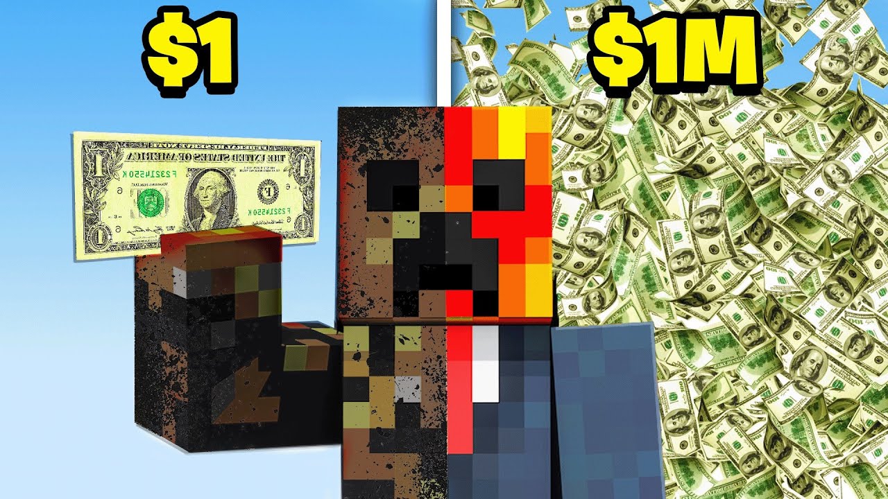 I Became a MILLIONAIRE with ONE Dollar in Minecraft... - Minecraft videos