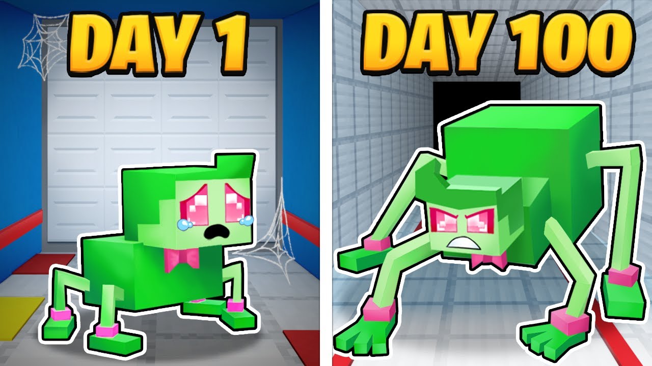 I Survived 100 DAYS as BABY LONG LEGS in Minecraft! - Minecraft videos