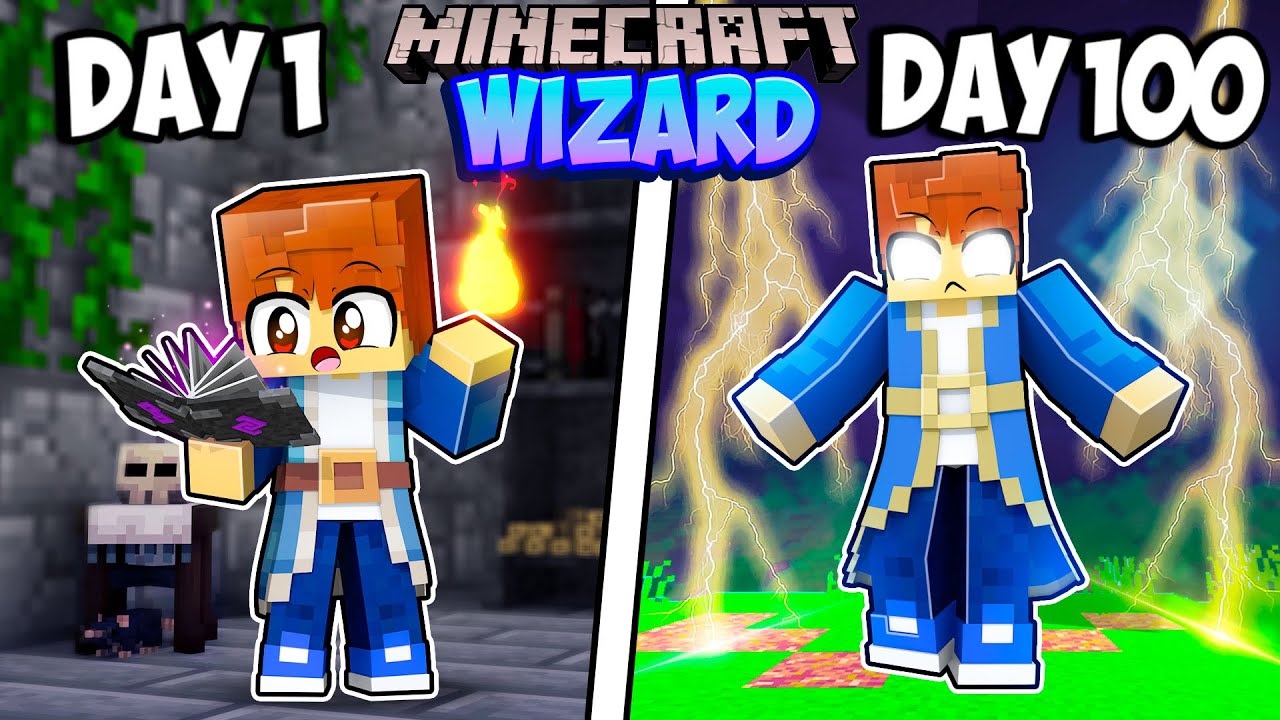 I Survived 100 Days as a WIZARD in Minecraft - Minecraft videos