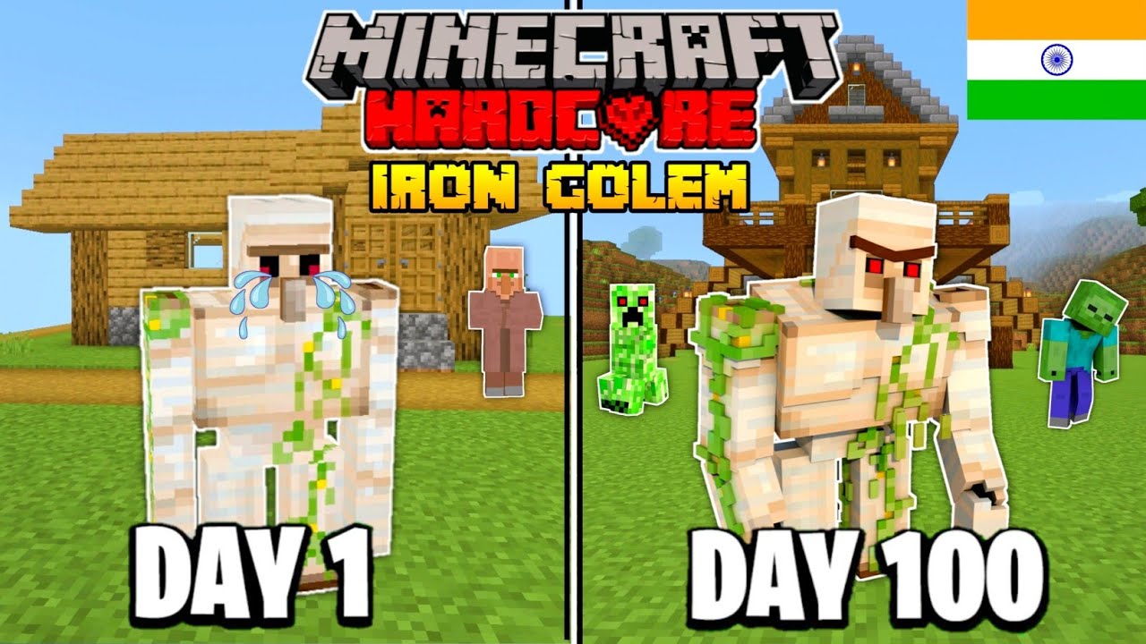 I Survived 100 Days as an Iron Golem in Minecraft Hardcore (HINDI) - Minecraft videos