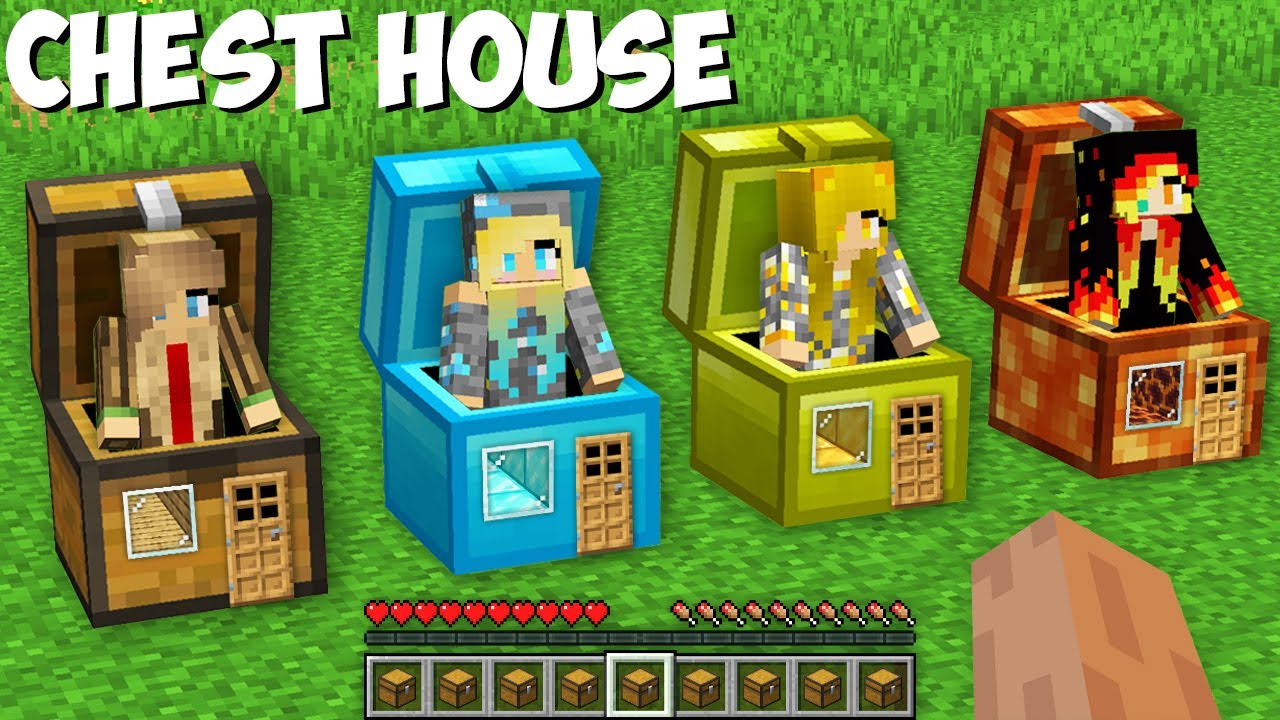 I found SECRET HOUSE INSIDE CHEST WITH SUPER GIRLS in Minecraft ! CHEST ...