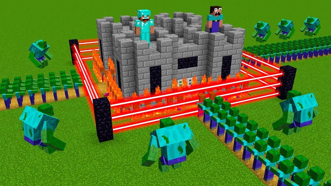 MINECRAFT BATTLE - ZOMBIE ATTACK THE SUPER BASE HOUSE! VILLAGER ...