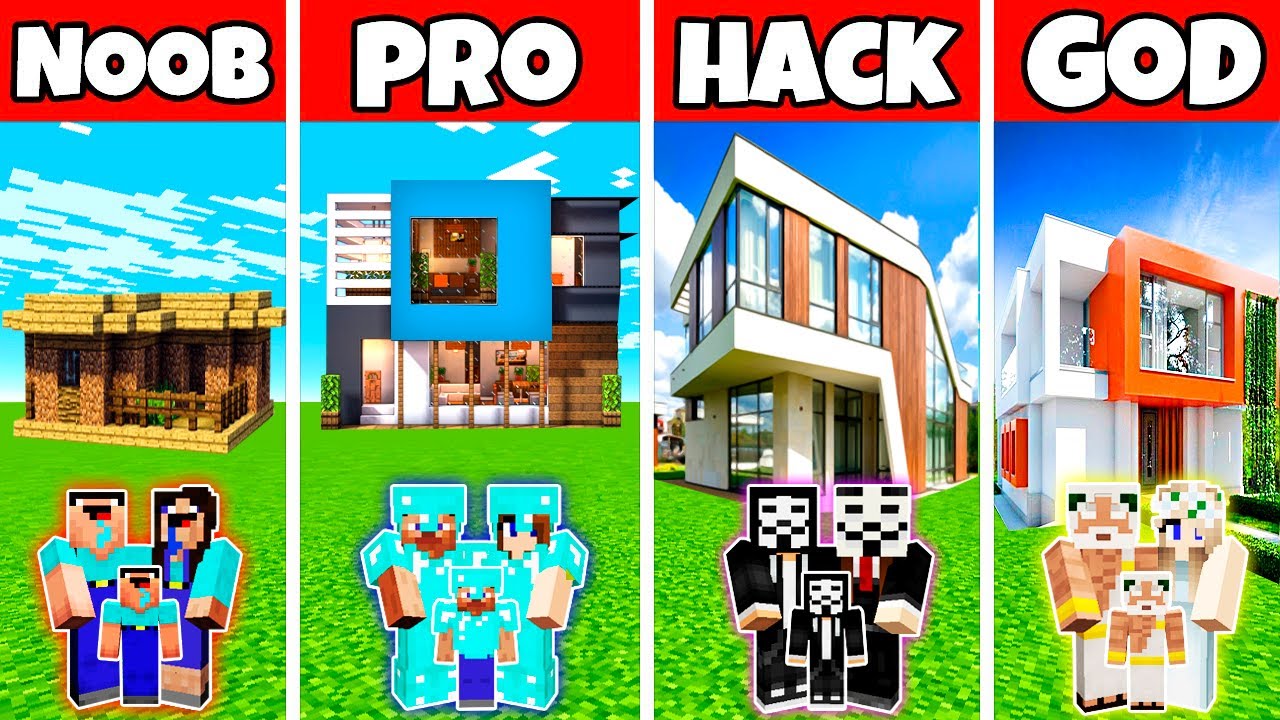 Minecraft: LITE PRIME MANSION HOUSE BUILD CHALLENGE - NOOB vs PRO vs ...