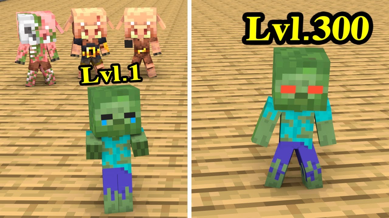 Monster School : BABY ZOMBIE Lv.1 - Lv.300 - Minecraft Animation ...