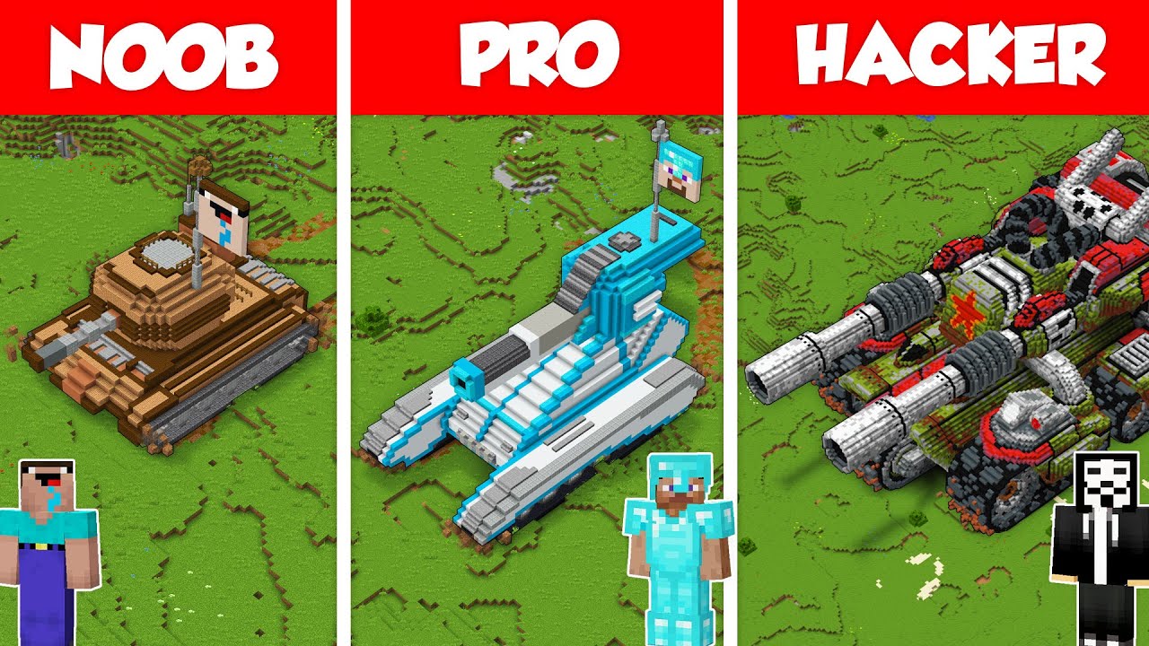 TANK MILITARY BASE HOUSE BUILD CHALLENGE - NOOB vs PRO vs HACKER ...