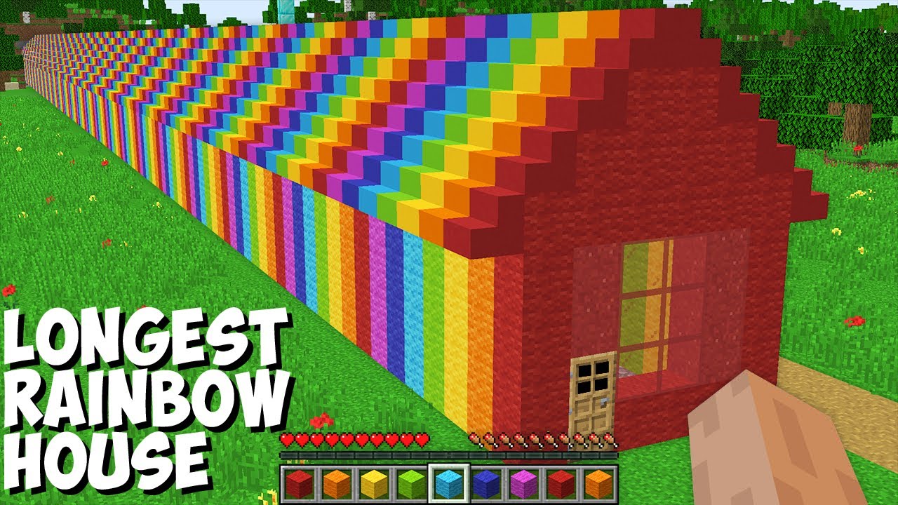 This is most LONGEST RAINBOW HOUSE in Minecraft ! What inside CURSED ...
