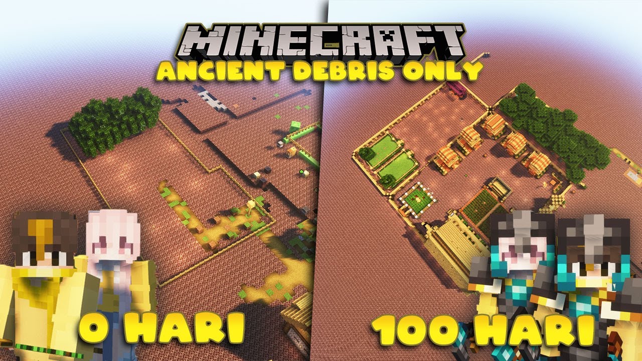 100 Hari di Minecraft Ancient Debris Only tapi Bareng Doi Part 2 - Minecraft videos