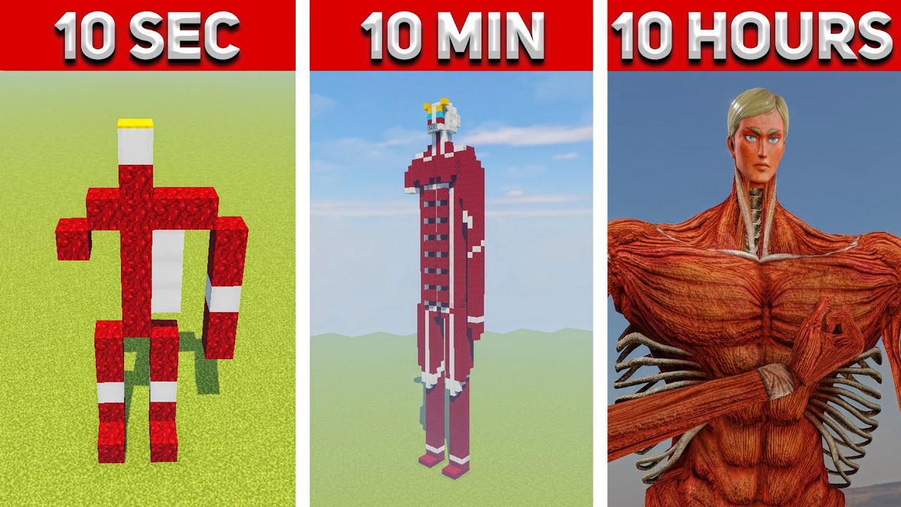 Erwin Colossal Titan in MINECRAFT: 10 Hours, 10 Minutes, 10 SECONDS ...