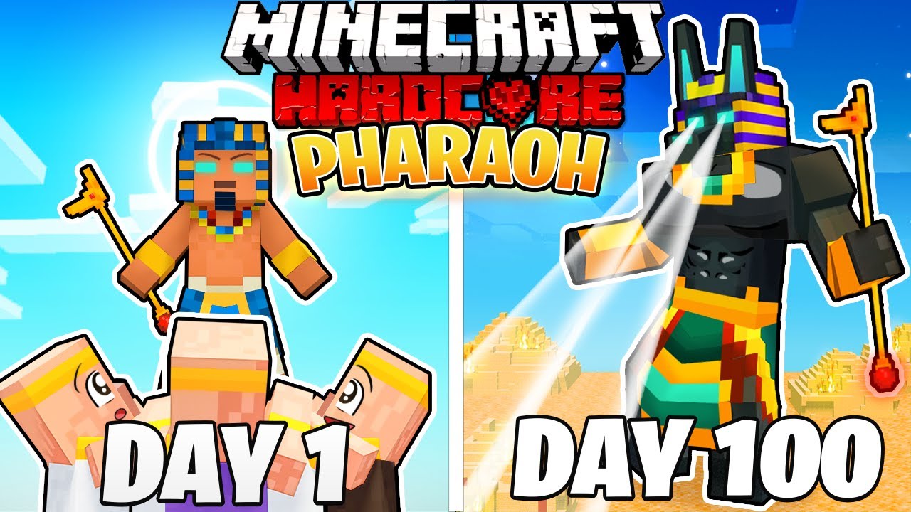 I Survived 100 DAYS as a PHARAOH in HARDCORE Minecraft! - Minecraft videos