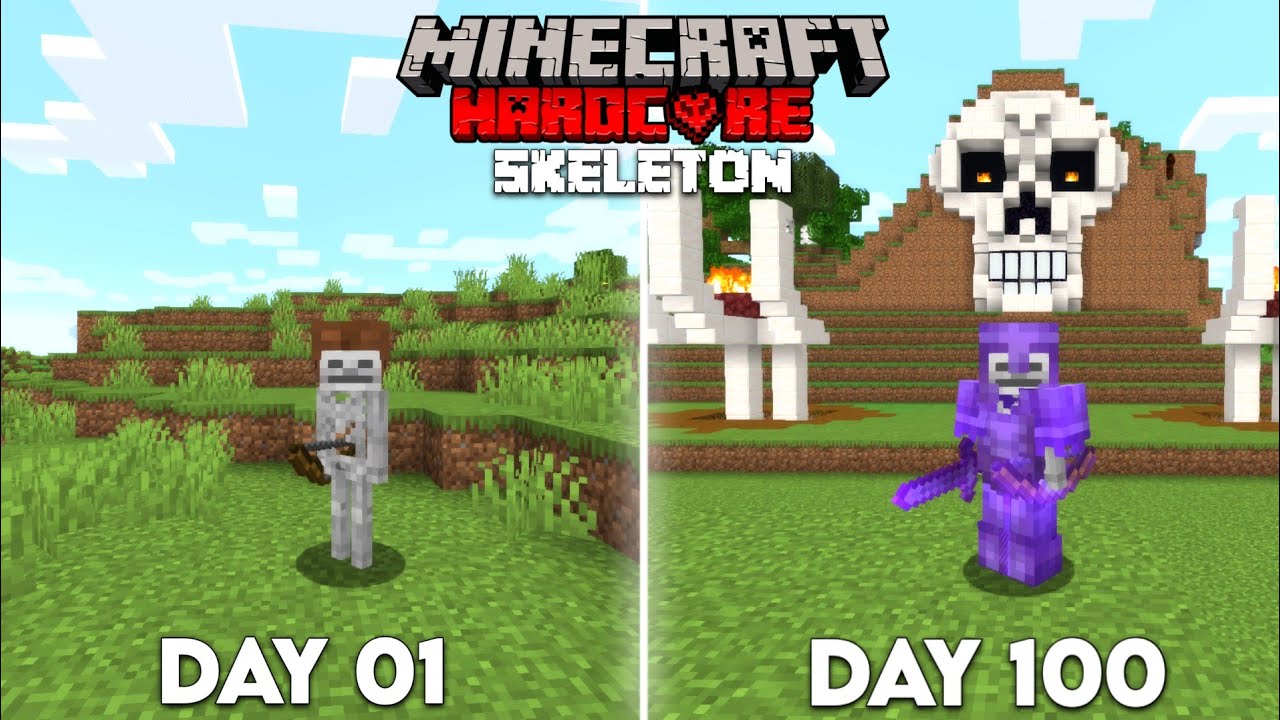 I Survived 100 Days as a SKELETON in Hardcore Minecraft : (HINDI ) - Minecraft videos