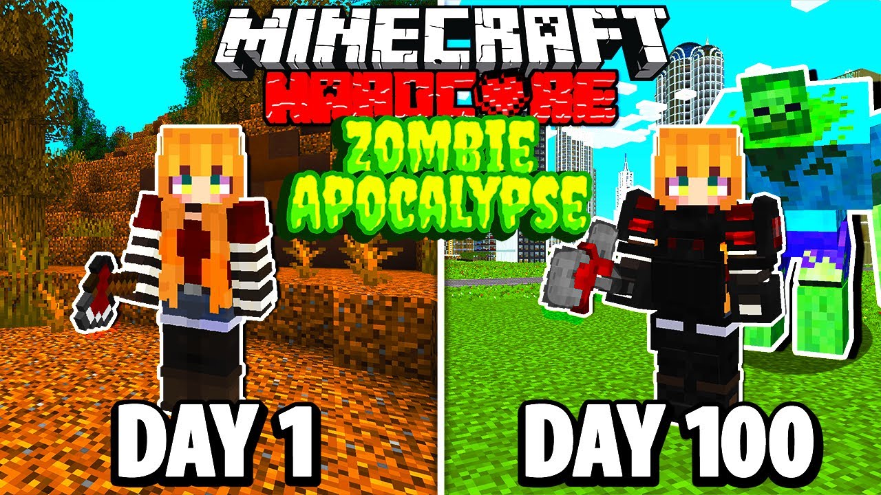 I Survived 100 Days in a ZOMBIE APOCALYPSE in HARDCORE MINECRAFT ...