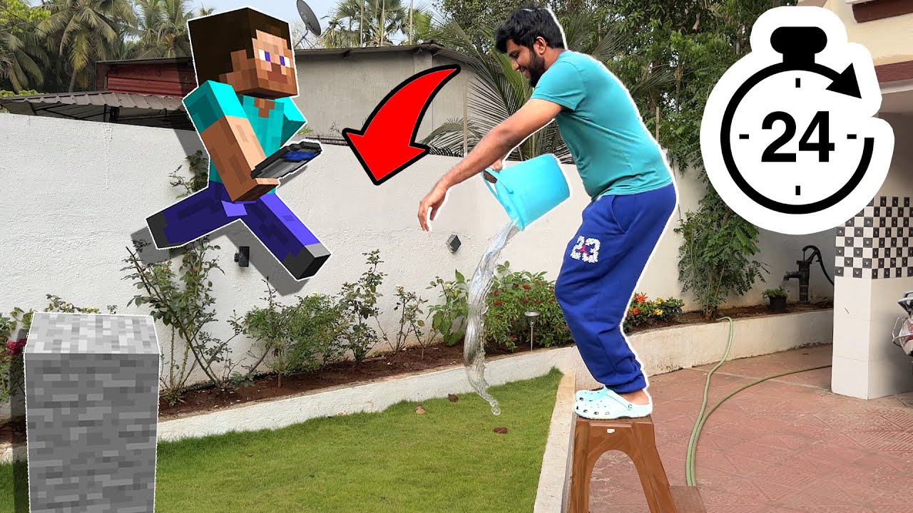 I became Minecraft Steve for 24 HOURS Challenge... vlog 32 - Minecraft ...