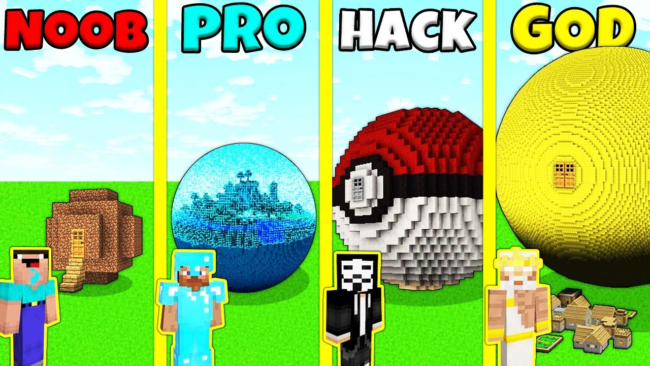 Minecraft Battle: NOOB vs PRO vs HACKER vs GOD: SPHERE HOUSE BUILD ...