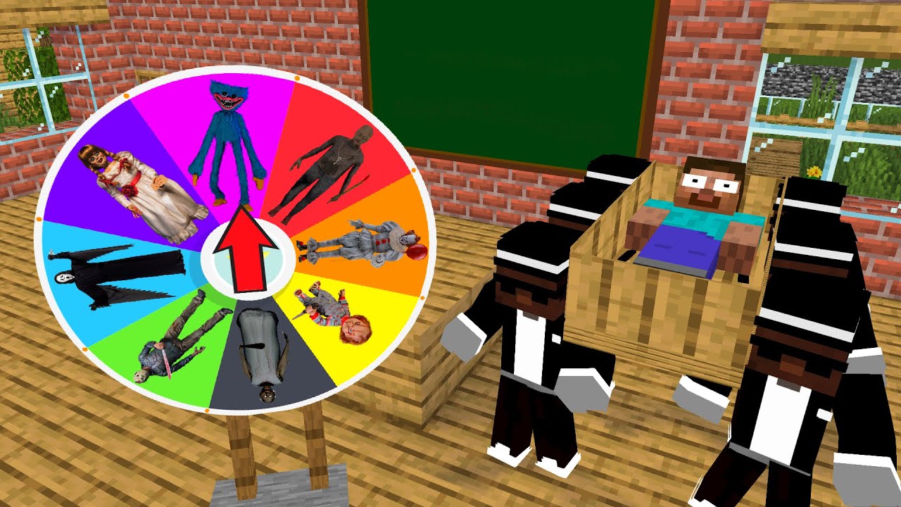Monster School : HORROR WHEEL SPIN FUNNY CHALLENGE - Minecraft ...