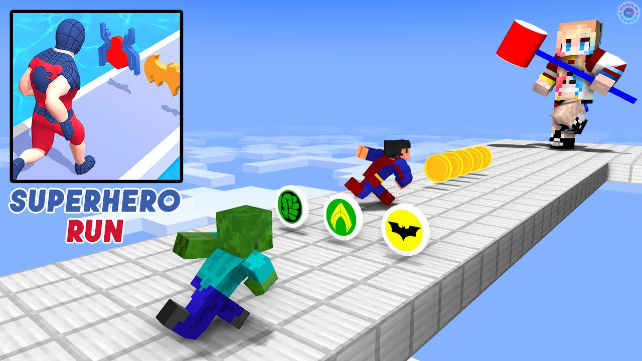 Monster School : SUPERHERO RUN - EPIC TRANSFORM RACE 3D - Minecraft ...