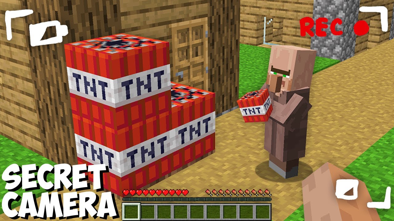 This HIDDEN CAMERA FILMED what this STRANGE VILLAGER was doing in Minecraft! CHALLENGE 100% ...