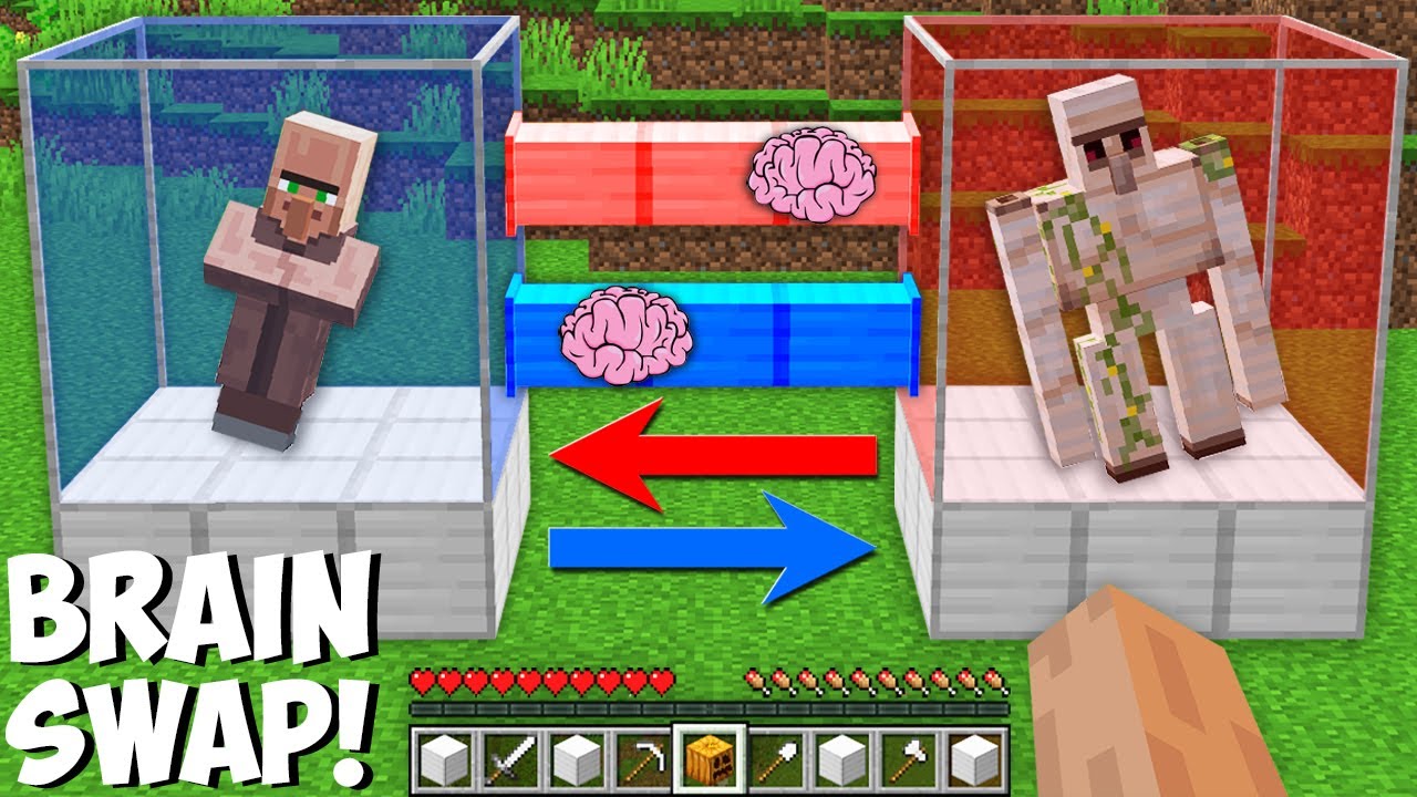 What if YOU SWAP THE BRAINS OF VILLAGER AND GOLEM in Minecraft ? BRAIN ...
