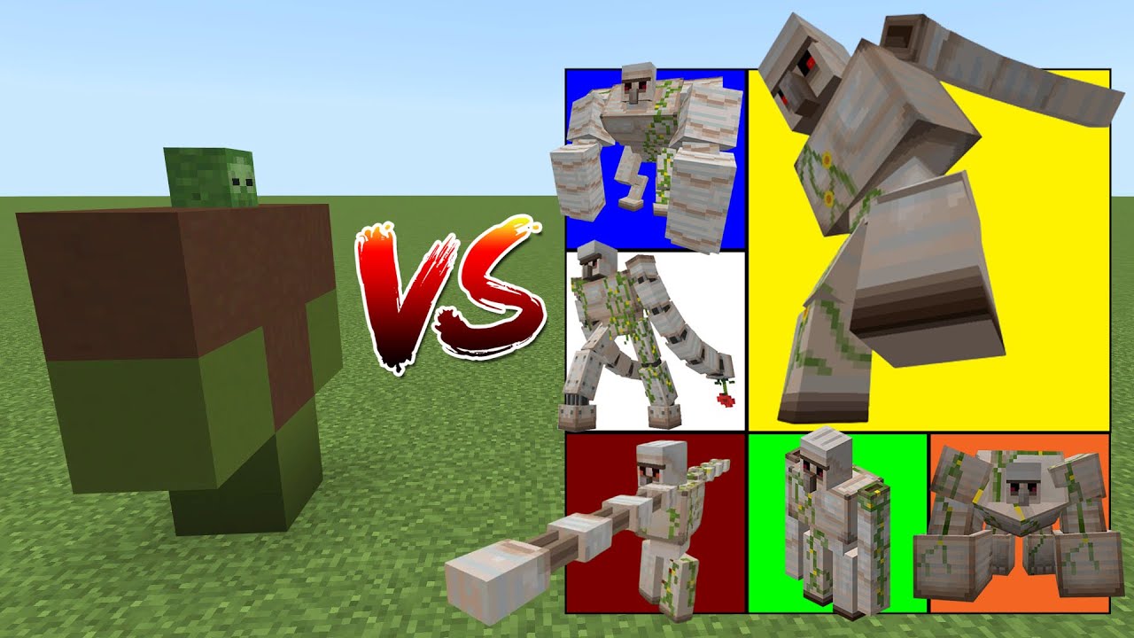 Zombie Goliath vs ALL Iron Golems in Minecraft - Minecraft videos