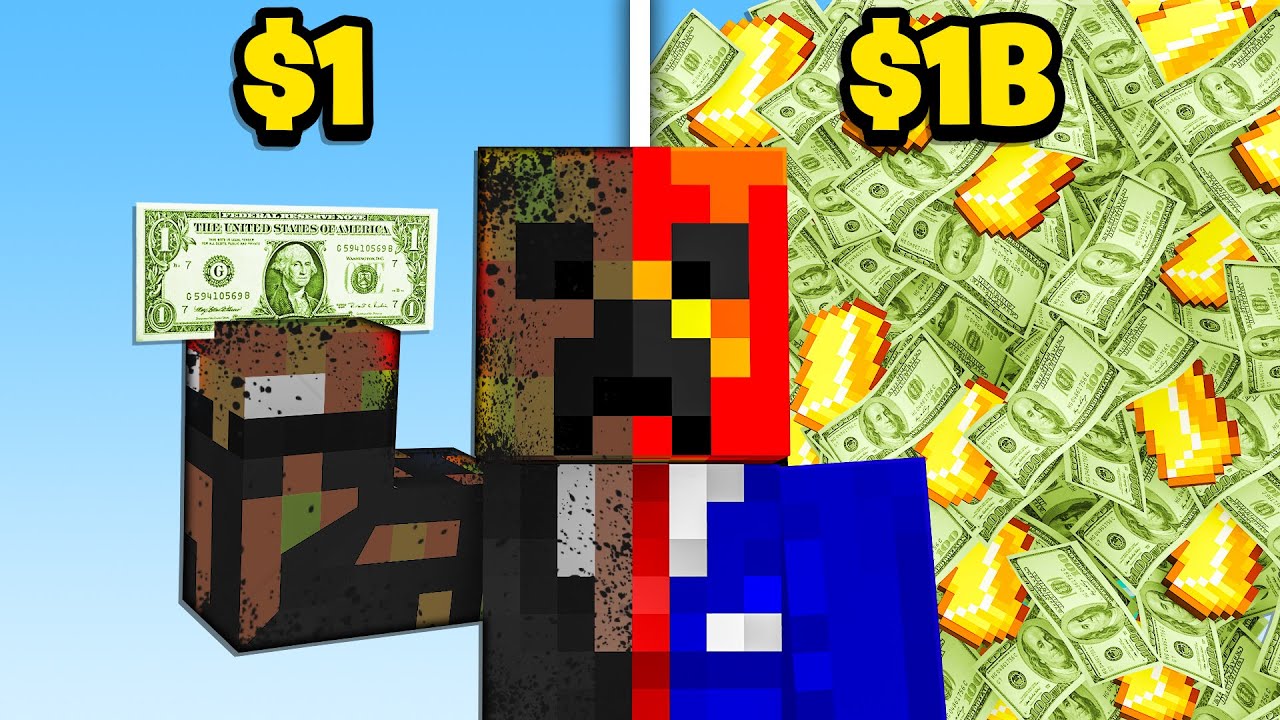 I Became a BILLIONAIRE With Only ONE Dollar in Minecraft - Minecraft videos