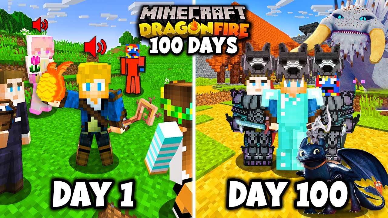 I Spent 100 Days in DRAGON FIRE Minecraft with FRIENDS! This is what ...