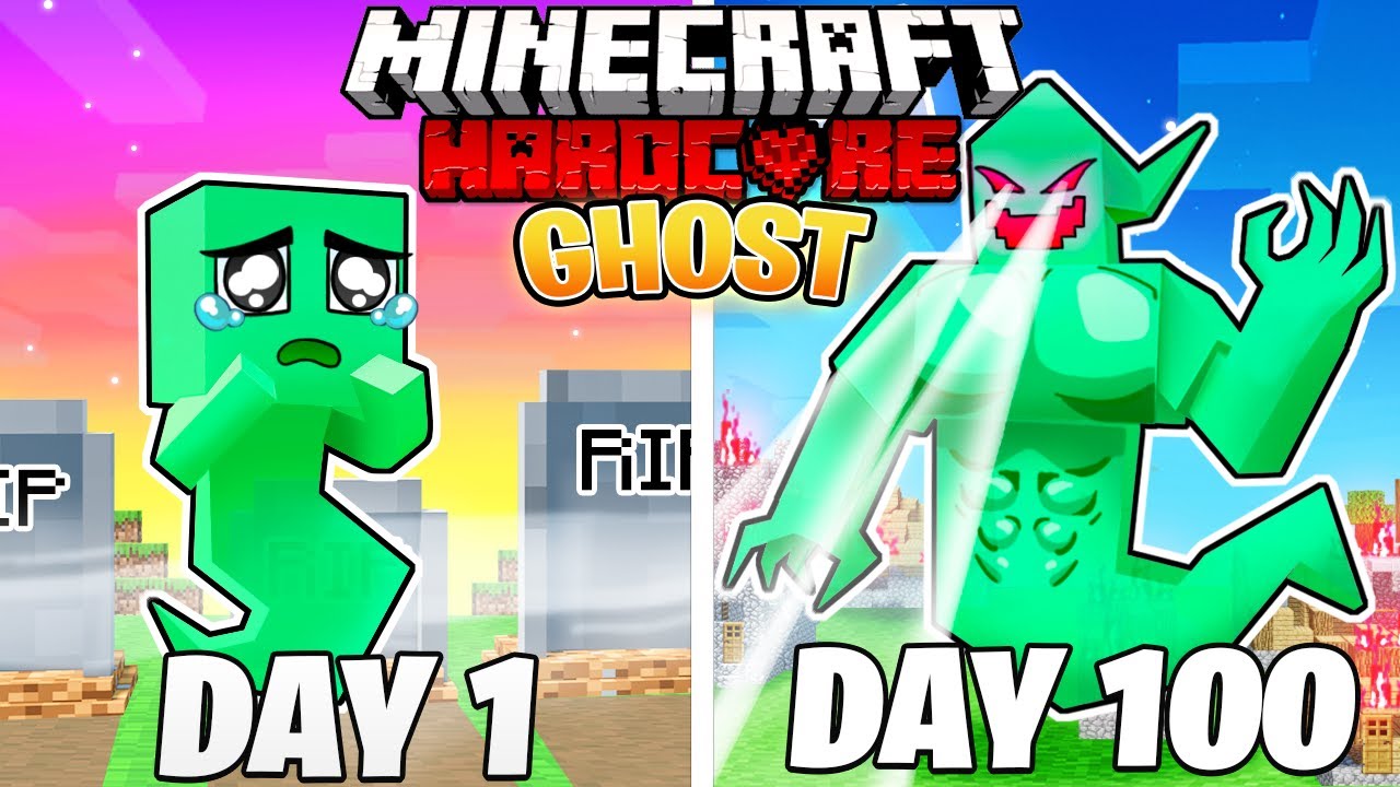 I Survived 100 DAYS as a GHOST in HARDCORE Minecraft! - Minecraft videos