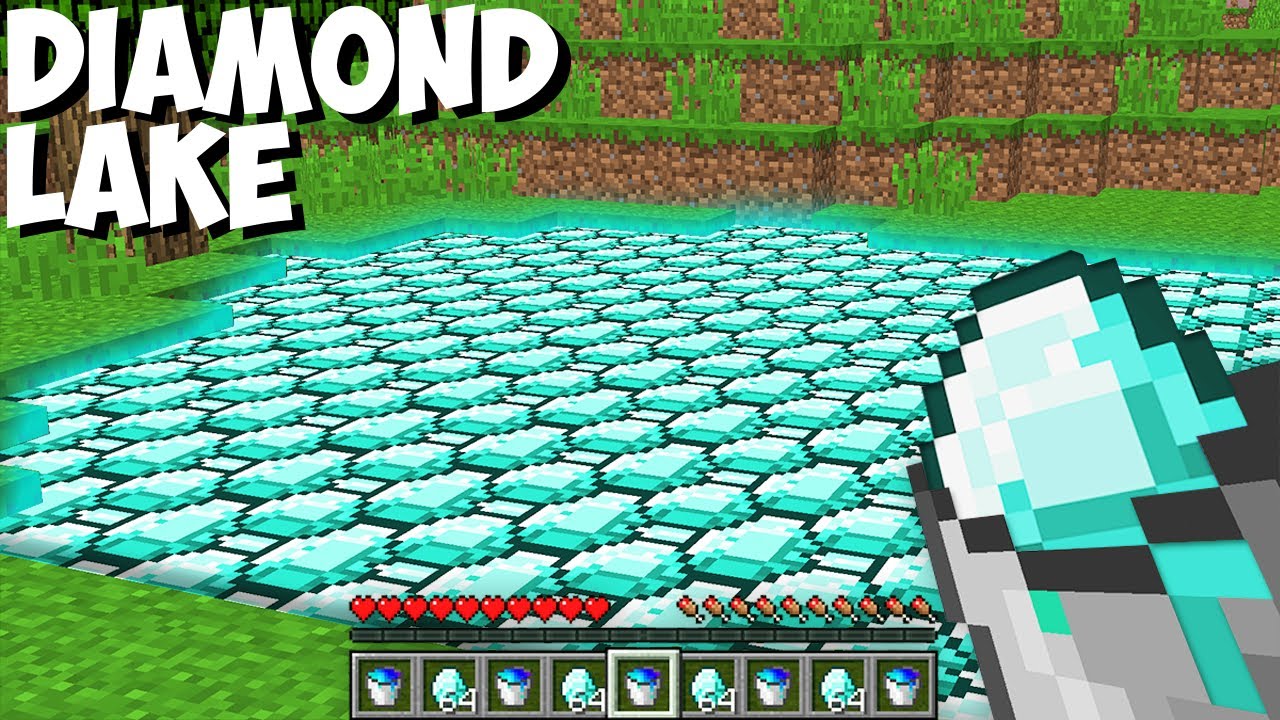 I found most RAREST DIAMOND LAKE in Minecraft ! DIAMOND WATER ...