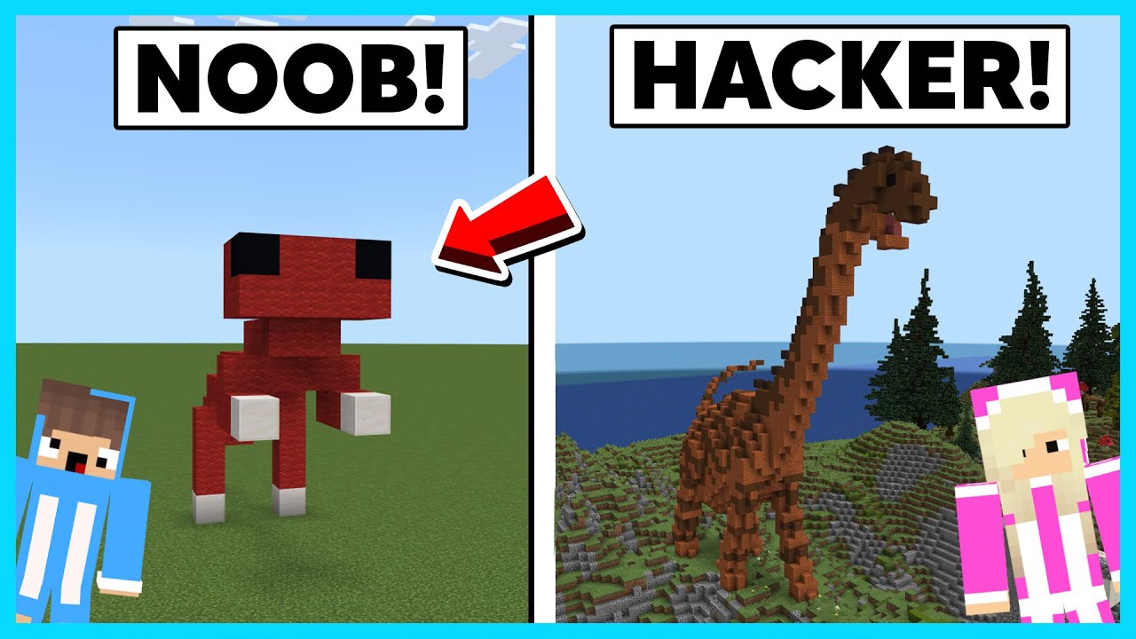 MIPAN & ZUZUZU Membuat Patung Dinosaurus Paling Besar Di Minecraft ...