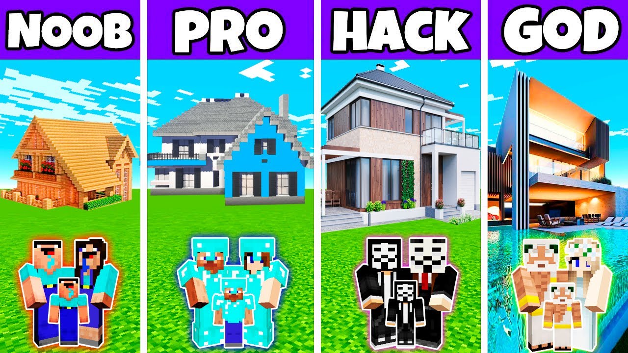 Minecraft: CONTEMPORARY PRETTY HOUSE BUILD CHALLENGE - NOOB vs PRO vs ...